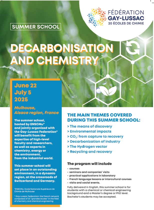 SUMMER SCHOOL. DECARBONISATION AND CHEMISTRY | Facultad de Química
